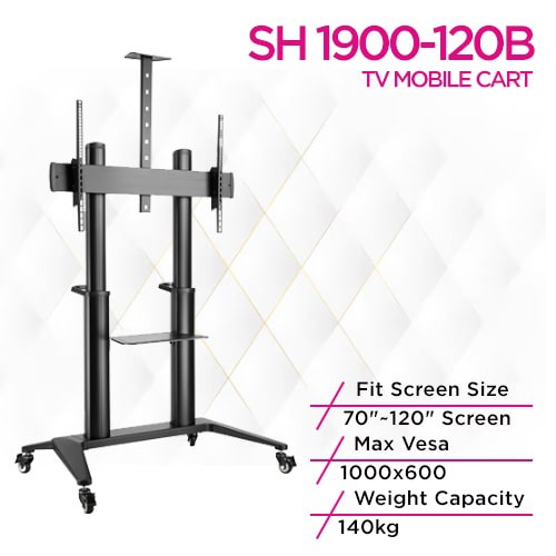 Skill Tech SH 1900-120B Ultra Heavy Duty Large Screen TV Cart