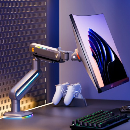 NB F6 RGB Gaming Monitor Arm Ergonomic - Matte Gray – 32"-60"