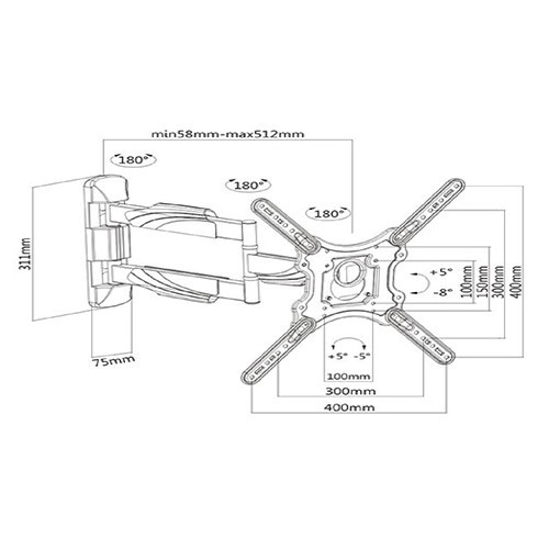 NB P4 Elegant Full-Motion Tv Wall Mount