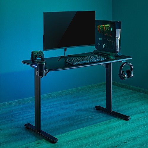 SkSkill Tech GMD08-1 Gaming Desk with RGB Lighting Edges With Cup ...